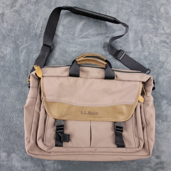 L.L. Bean | Accessories | Ll Bean Messenger Bag Canvas And Leather ...
